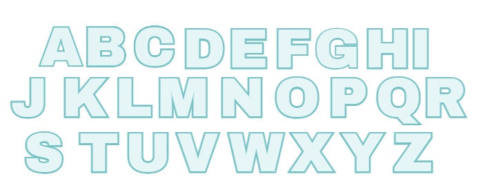 Bold Filled Font 3 Colors, Outline Font Solid Alphabet Letters Assorted ...