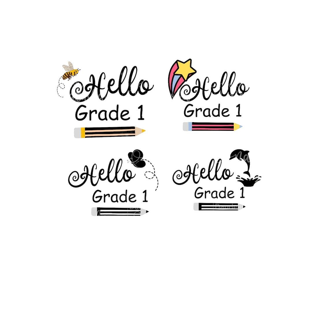 Hello Grade 1 PNG SVG Bundle Grade 1 SVG Teacher Svg School - Etsy