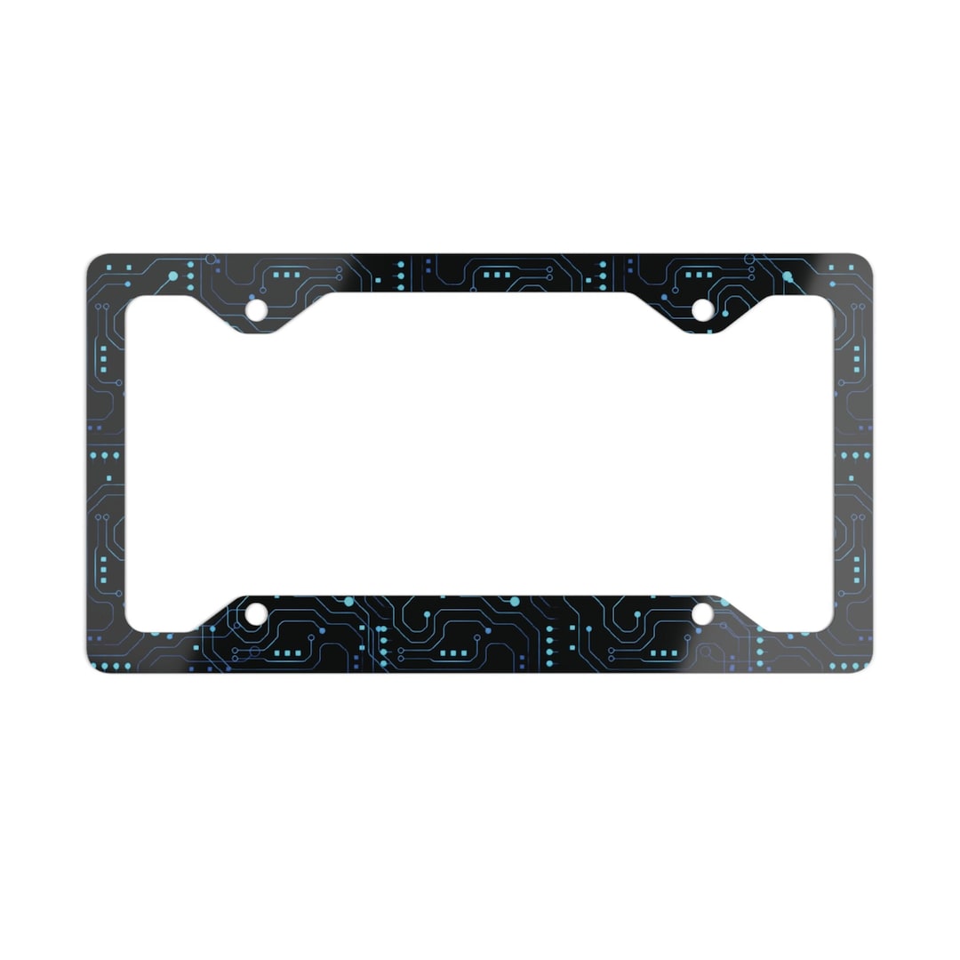 Plate Frame With Circuit Design, Metal License Plate Frame With Blue ...