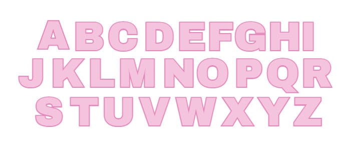 Bold Filled Font 3 Colors, Outline Font Solid Alphabet Letters Assorted ...