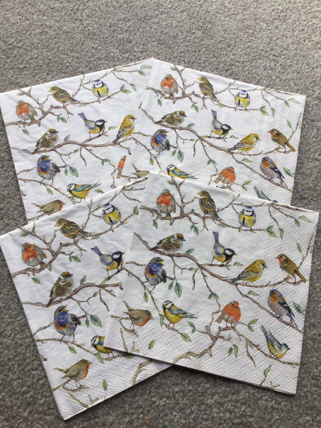 4 X Bird Napkins 33 Cm - Etsy
