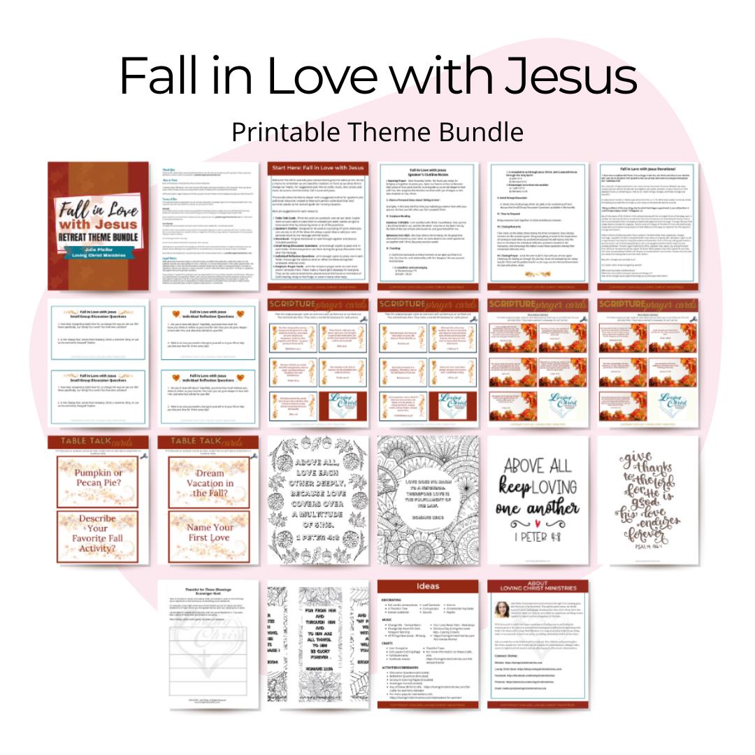Fall in Love With Jesus Printable Christian Retreat Theme Bundle ...