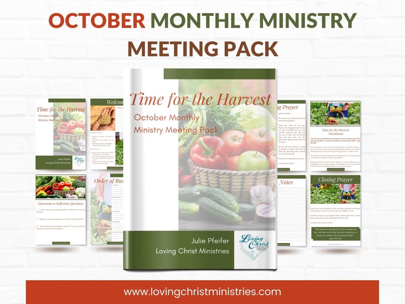 October Monthly Ministry Meeting Pack Christian Printables Devotionals ...