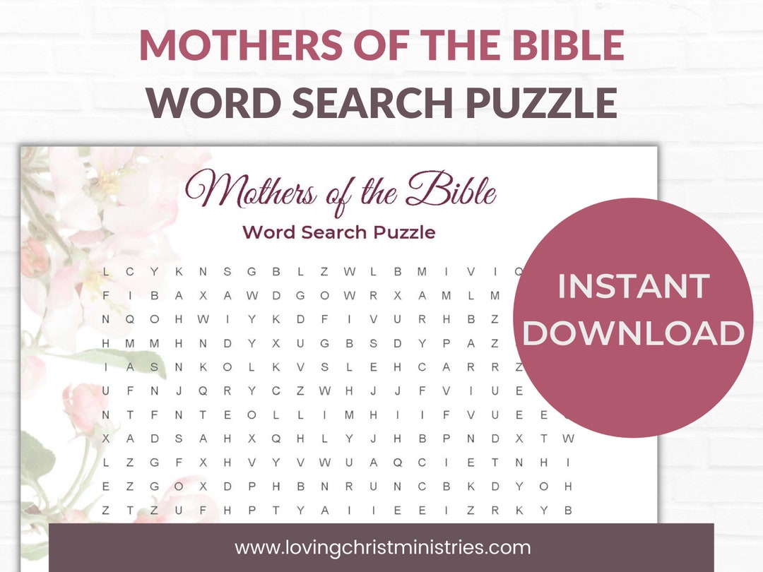 Mothers of the Bible Word Search Puzzle, Mother's Day Word Search ...