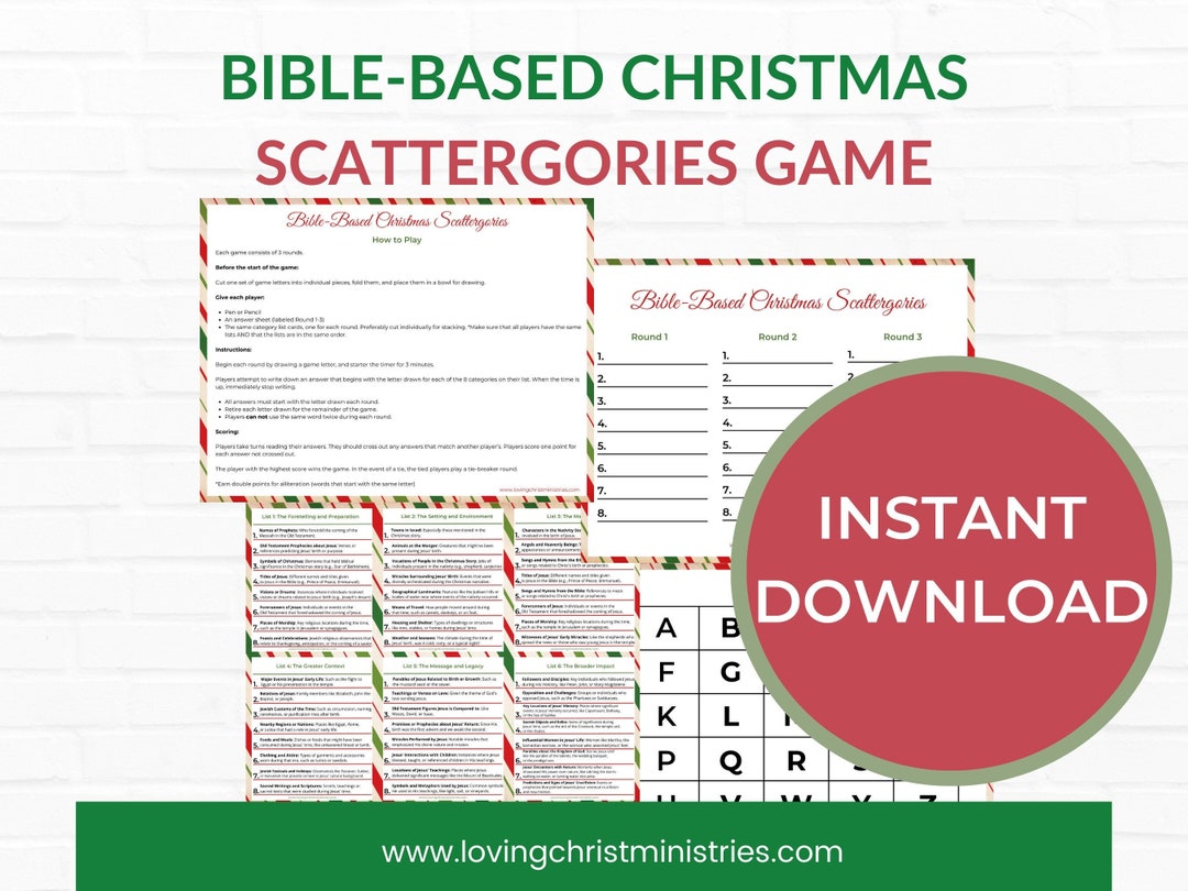 Bible Based Christmas Scattergories Game, Religious Christmas Activity ...
