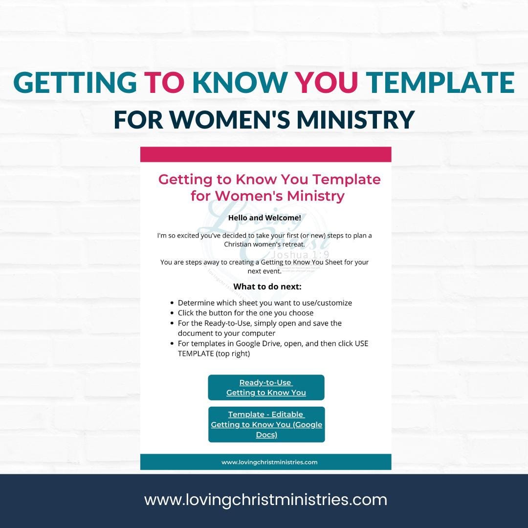 Getting to Know You Form Template for Women's Ministry - Editable - Etsy