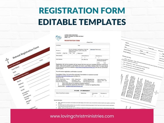 Retreat Registration Form Editable Templates - Etsy
