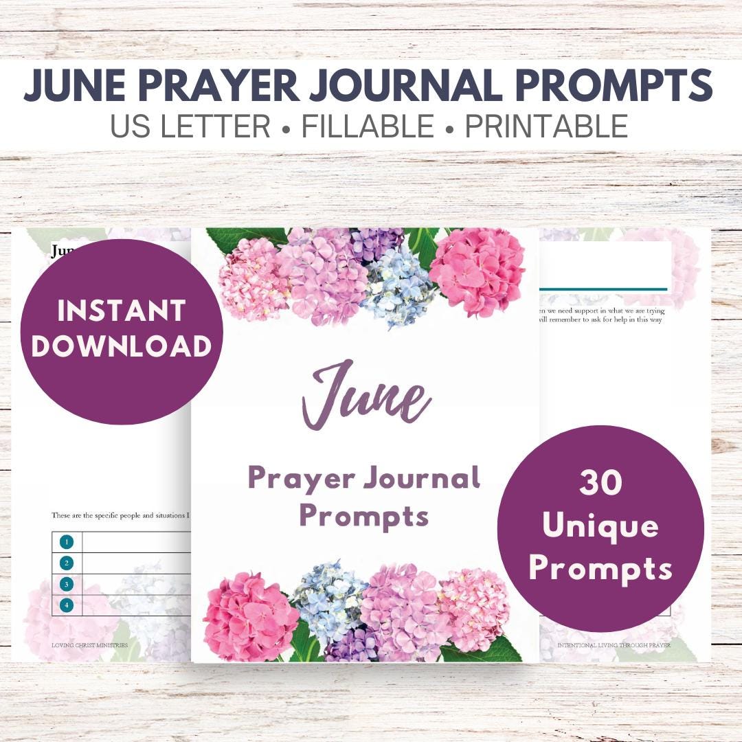 June Printable Fillable Prayer Journal Prompts, 30 Unique Prayer ...