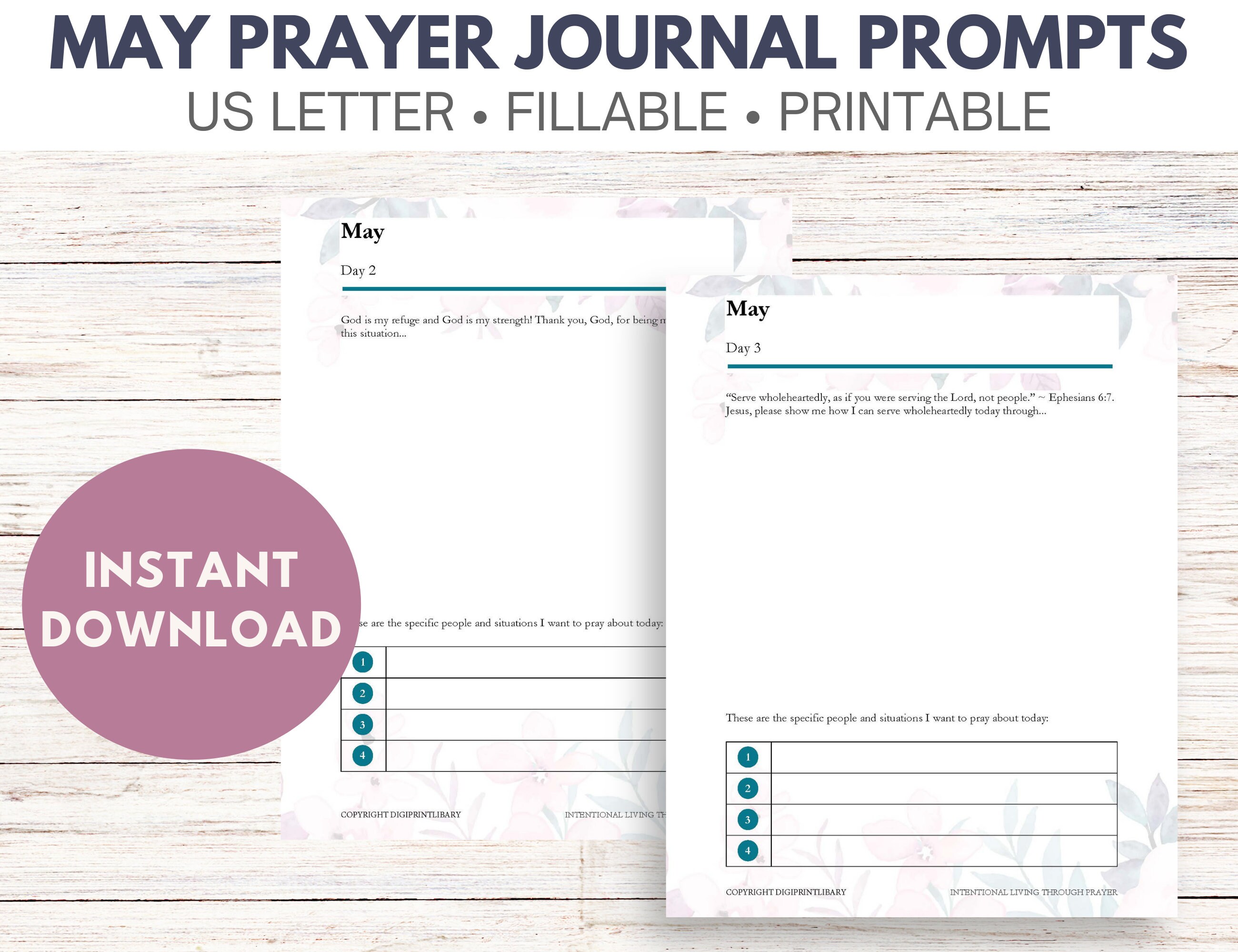 May Printable Fillable Prayer Journal Prompts, 31 Unique Prayer Prompts ...