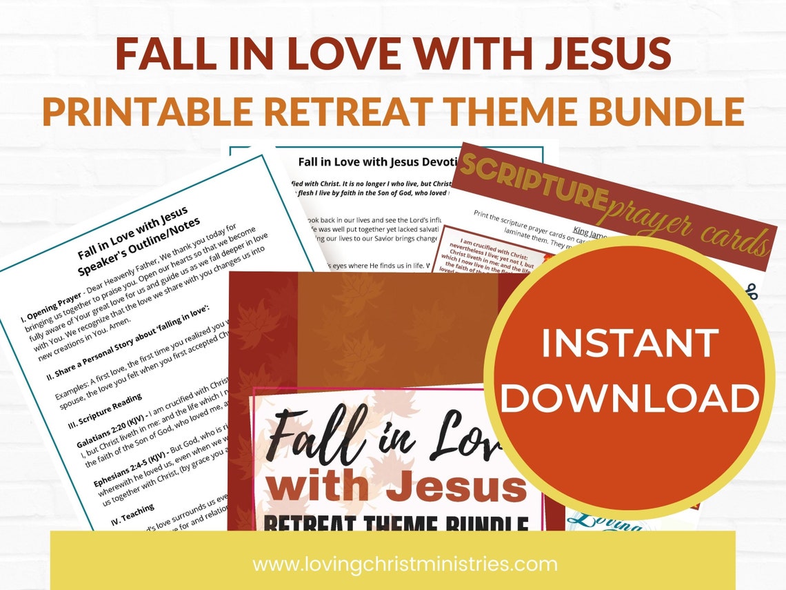 Fall in Love With Jesus Printable Christian Retreat Theme Bundle Women ...