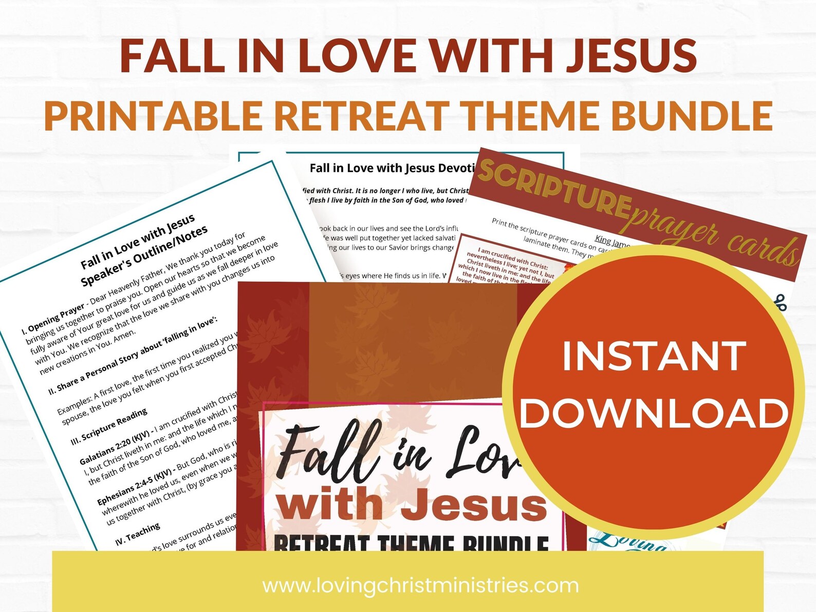 Fall in Love With Jesus Printable Christian Retreat Theme Bundle Women ...