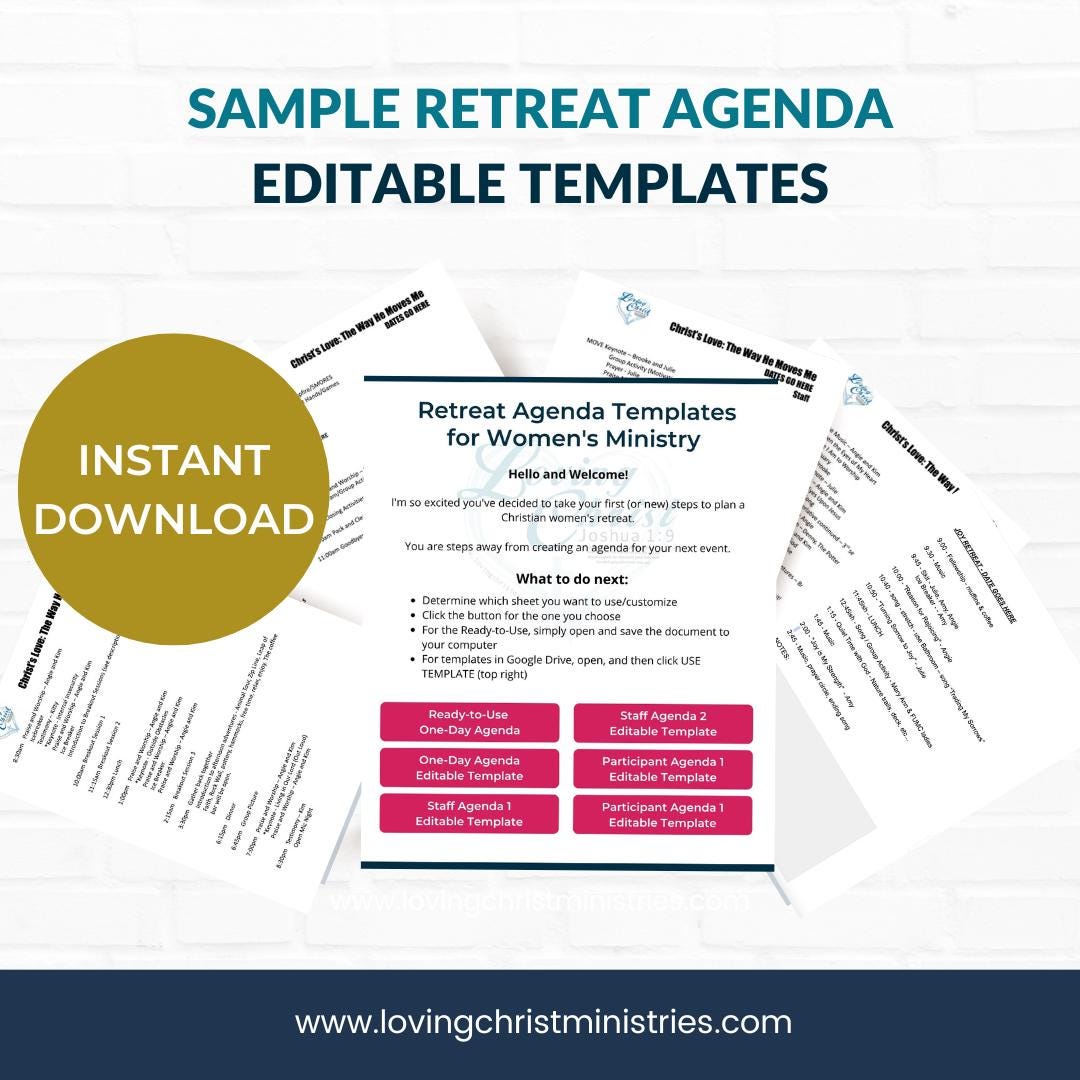 Sample Retreat Agenda Editable Templates for Women's Ministry - Etsy