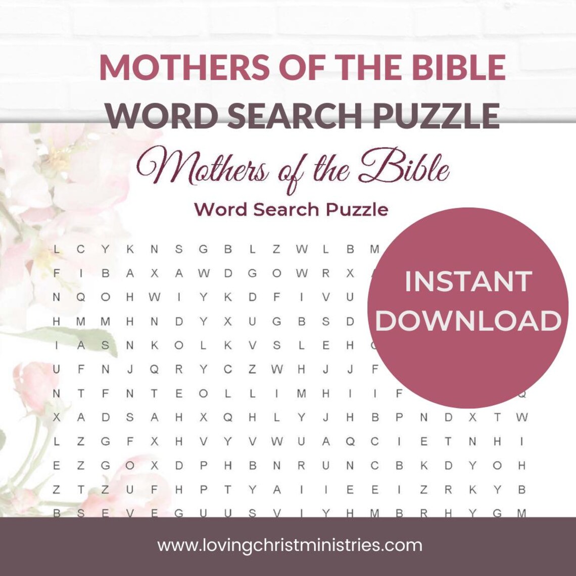 Mothers of the Bible Word Search Puzzle: Mother's Day Activity (digital ...