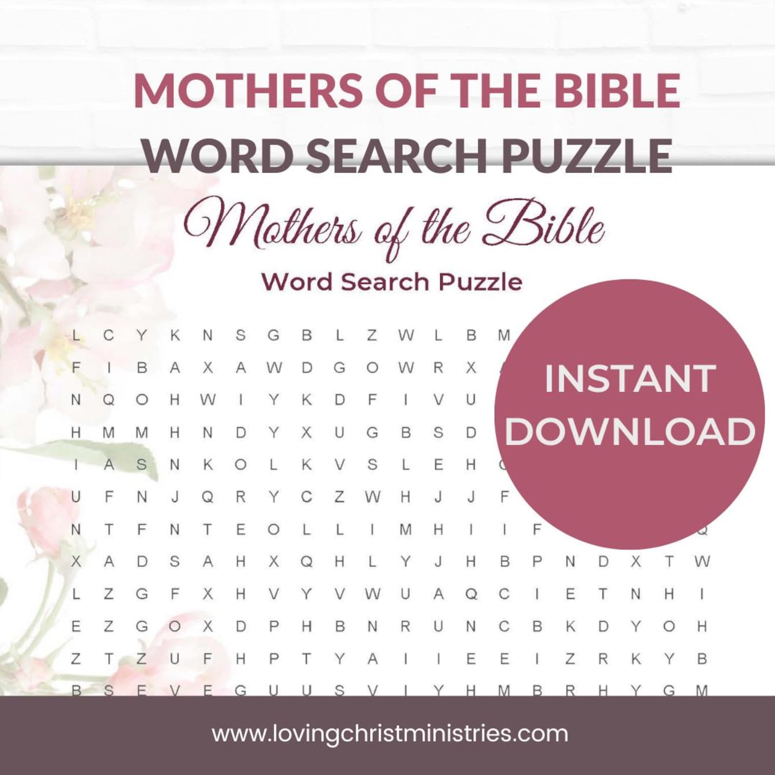 Mothers of the Bible Word Search Puzzle: Mother's Day Activity (digital ...
