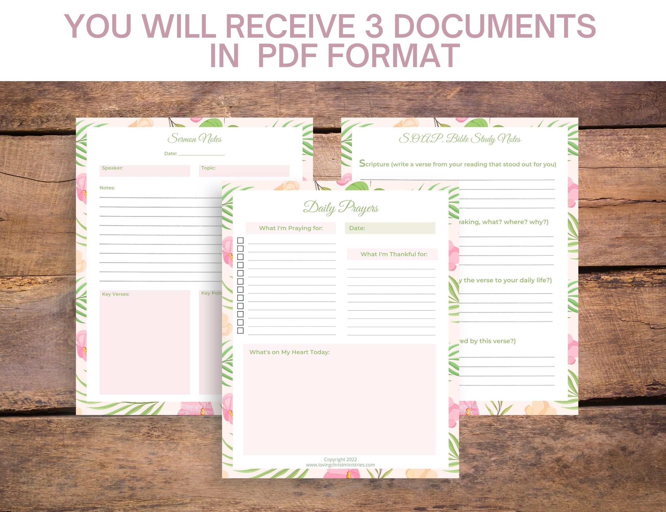 Fillable Daily Prayer, Sermon Notes, SOAP Notes, Bible Study, Summer ...