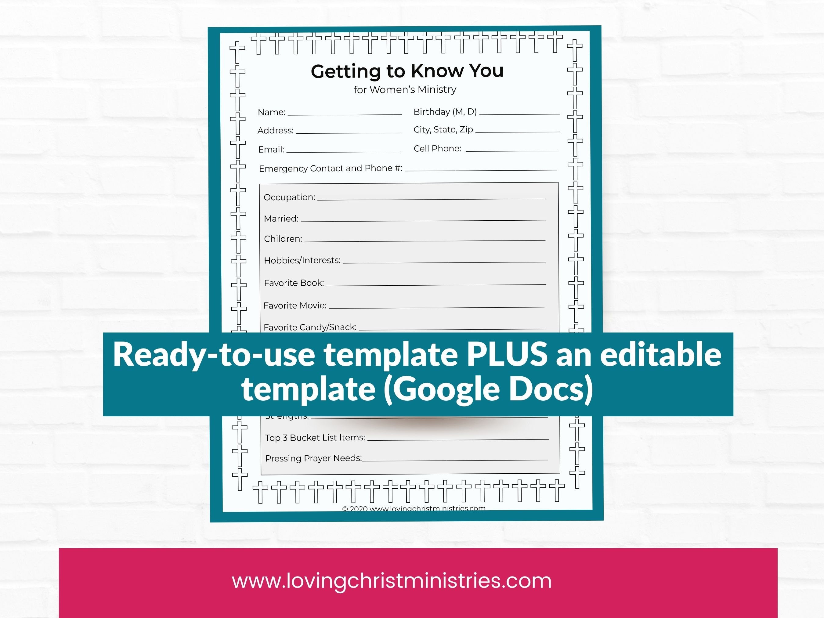 Getting to Know You Form Template for Women's Ministry Editable - Etsy