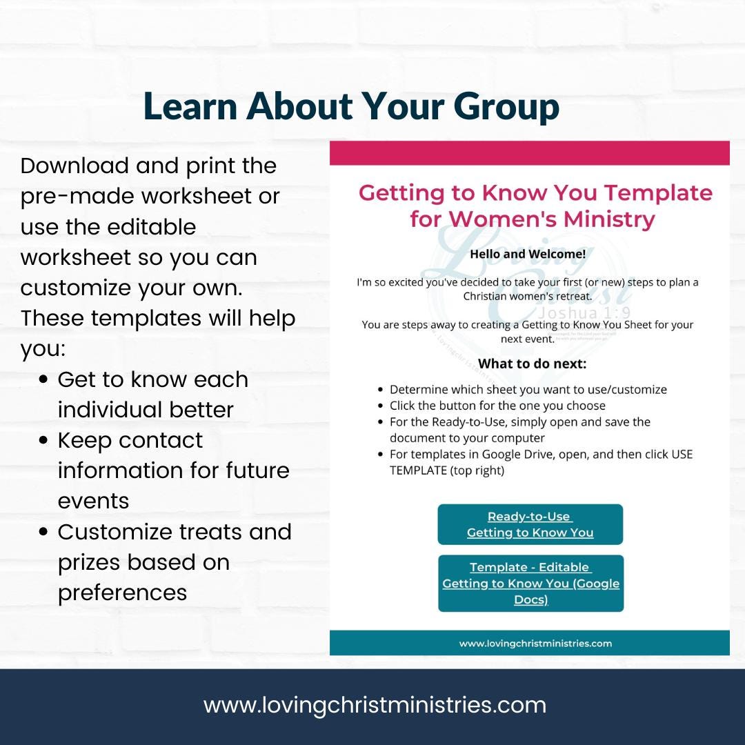 Getting to Know You Form Template for Women's Ministry - Editable - Etsy