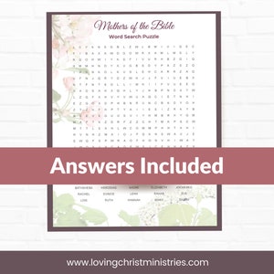 Mothers of the Bible Word Search Puzzle, Mother's Day Word Search ...