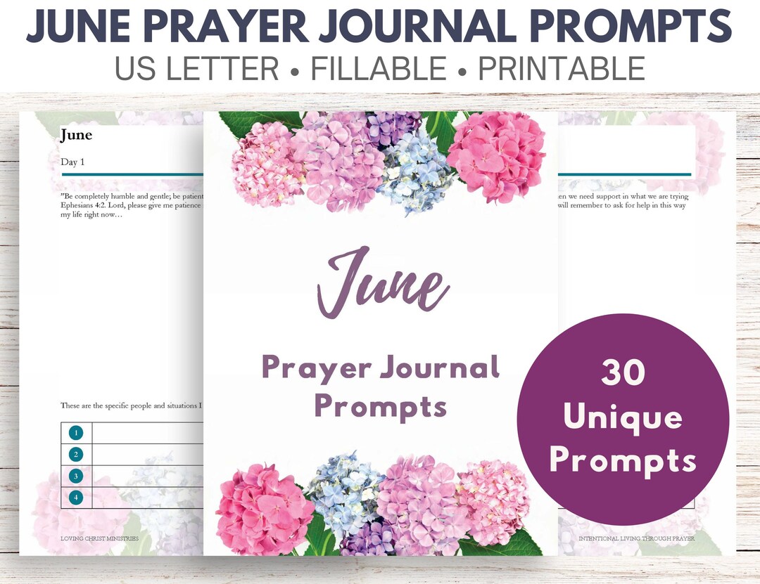 June Printable Fillable Prayer Journal Prompts, 30 Unique Prayer ...
