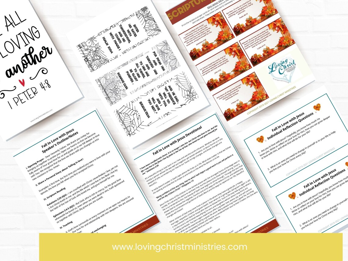 Fall in Love With Jesus Printable Christian Retreat Theme Bundle Women ...