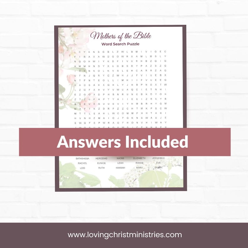 Mothers of the Bible Word Search Puzzle: Mother's Day Activity (digital ...