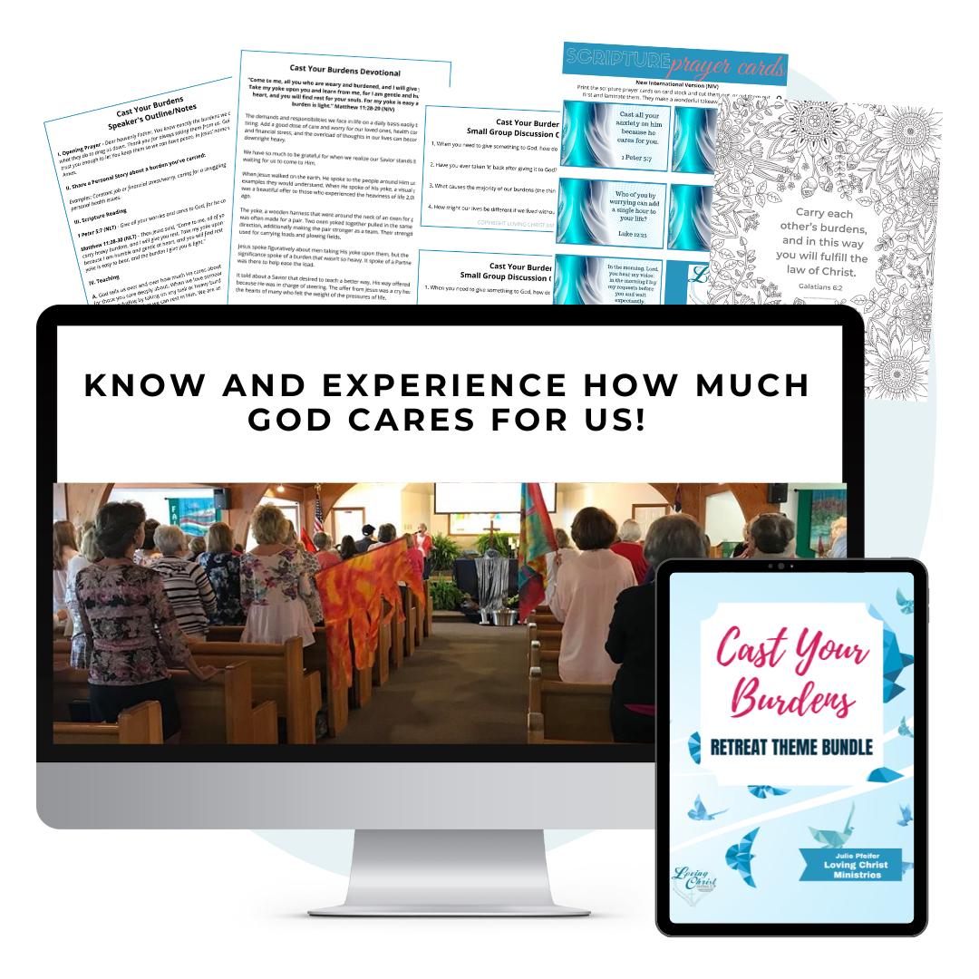 Cast Your Burdens Christian Printable Retreat Theme Bundle | Women's ...