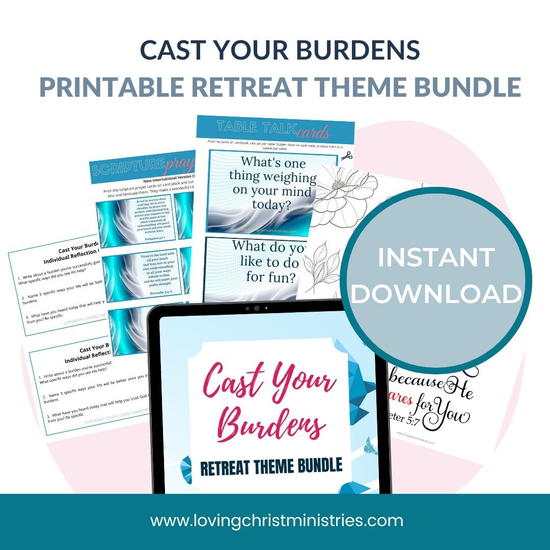 Cast Your Burdens Christian Printable Retreat Theme Bundle | Women's ...