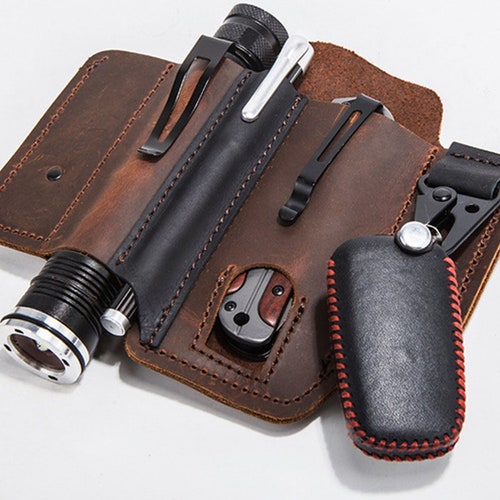 Pocket Organizer Leather Knife Sheath Handmade EDC Tool Pouch - Etsy