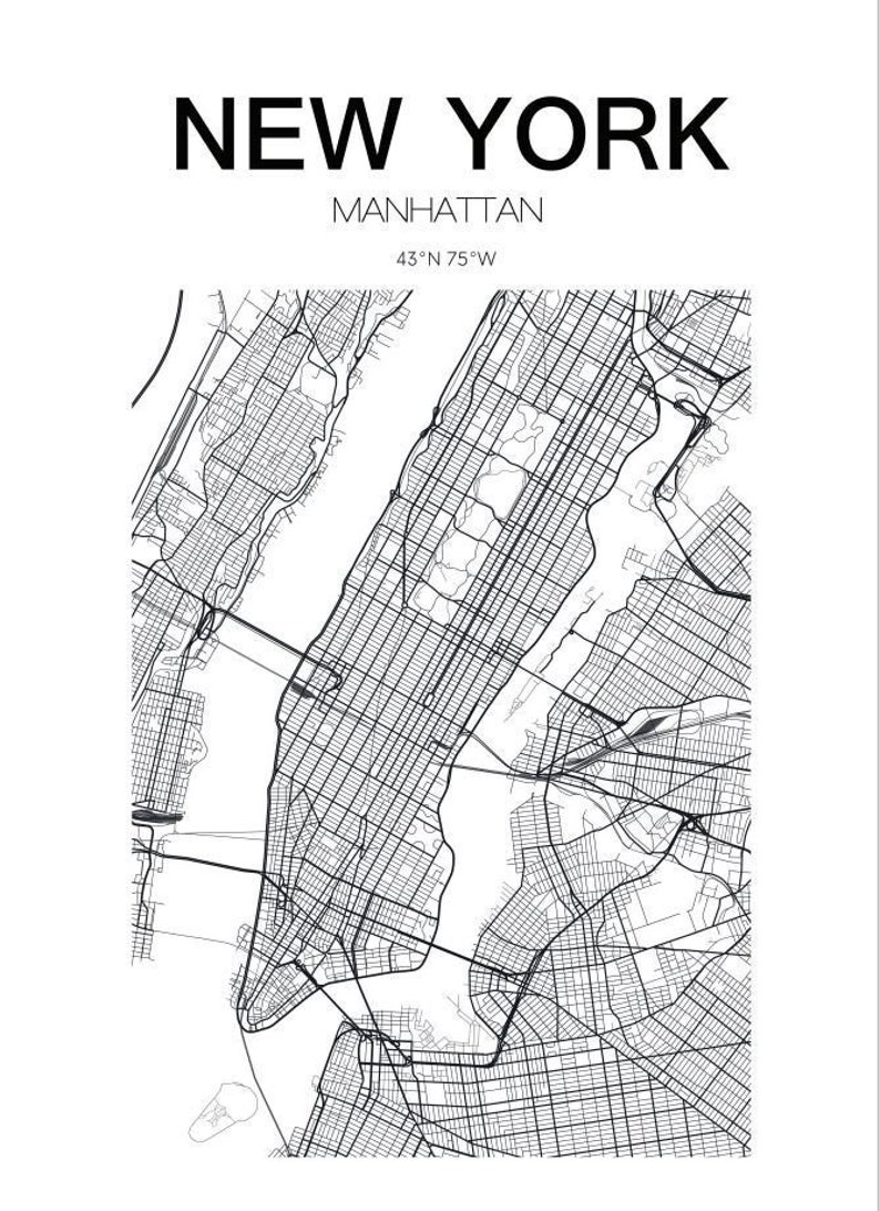 NEW YORK - MANHATTAN Map Art - Pdf Jpg Digital Download - Etsy
