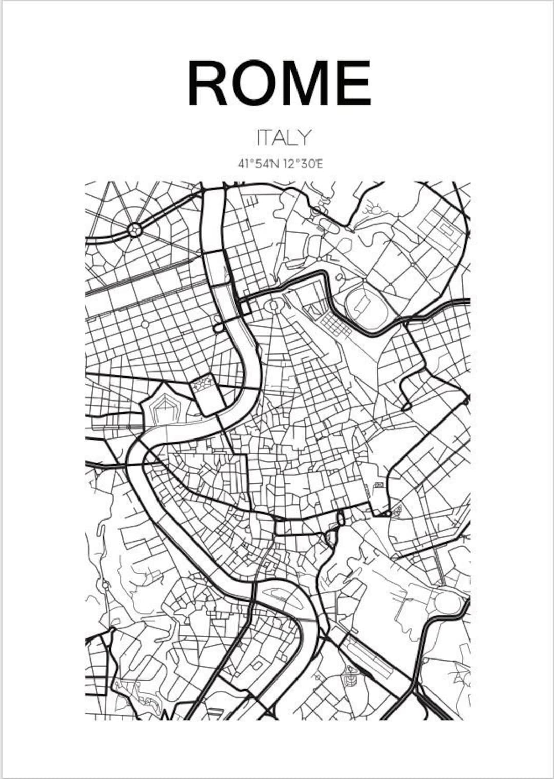 ROME ITALY Map Art - Pdf Jpg Digital Download - Etsy