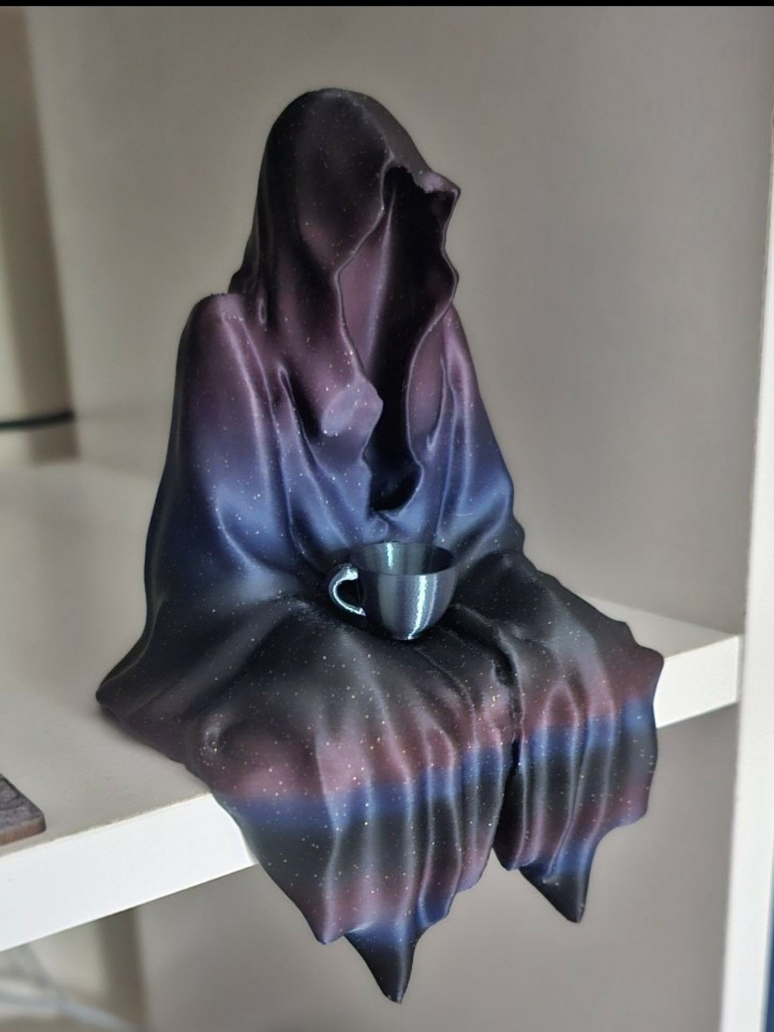 Sitting Ghost Figurine With Tea Cup 3D Print Book Self Decor Bookish ...