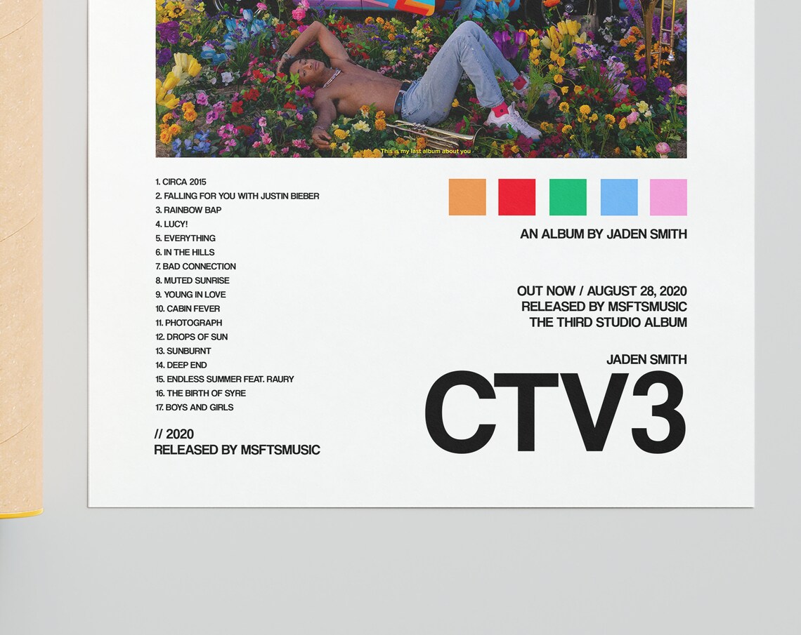 Jaden Smith poster Jaden Smith CTV3 Album Cover poster | Etsy