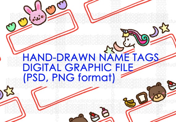 DIGITAL Hand Drawn Name Tag Name Label Stickers for Kids Back - Etsy