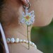 Crystal Daisy Flower Mismatched Hoop Earrings, Long Beaded Daisy ...