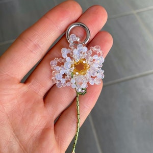 Crystal Daisy Flower Mismatched Hoop Earrings, Long Beaded Daisy ...
