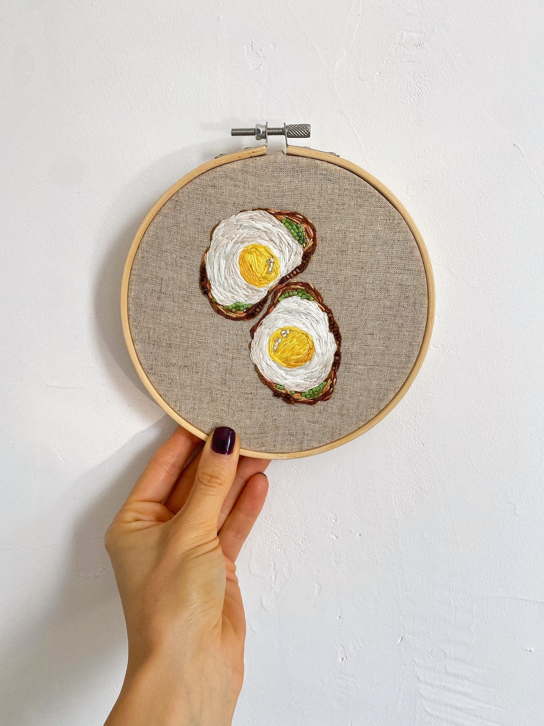 Avocado Toast With Egg Embroidery Hoop Art, Breakfast Wall Hanging ...
