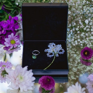 Crystal Daisy Flower Mismatched Hoop Earrings, Long Beaded Daisy ...