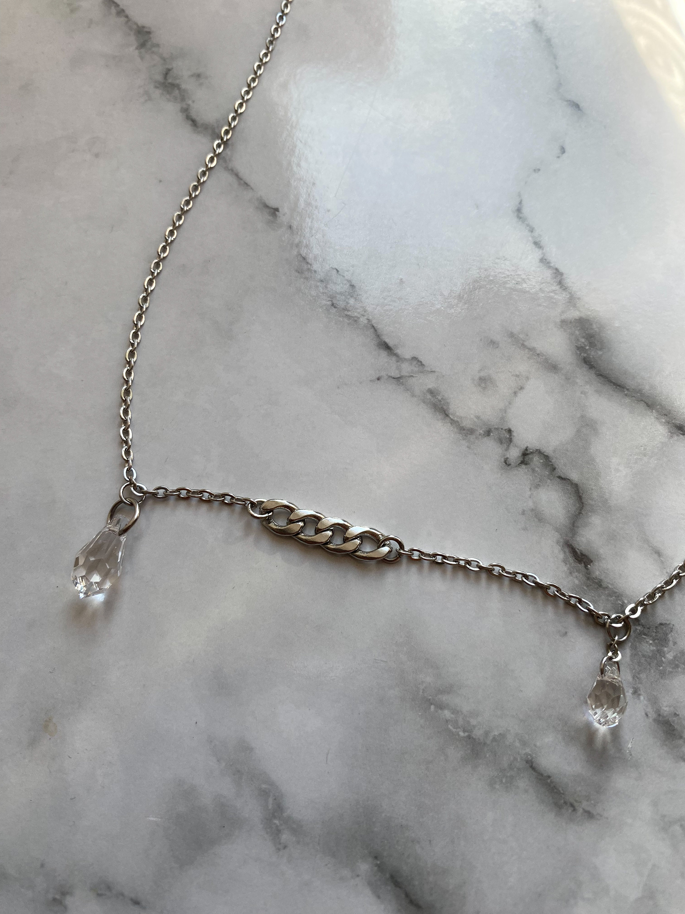 Face Chain With Teardrop Crystal Pendants, Stainless Steel Nose Chain ...