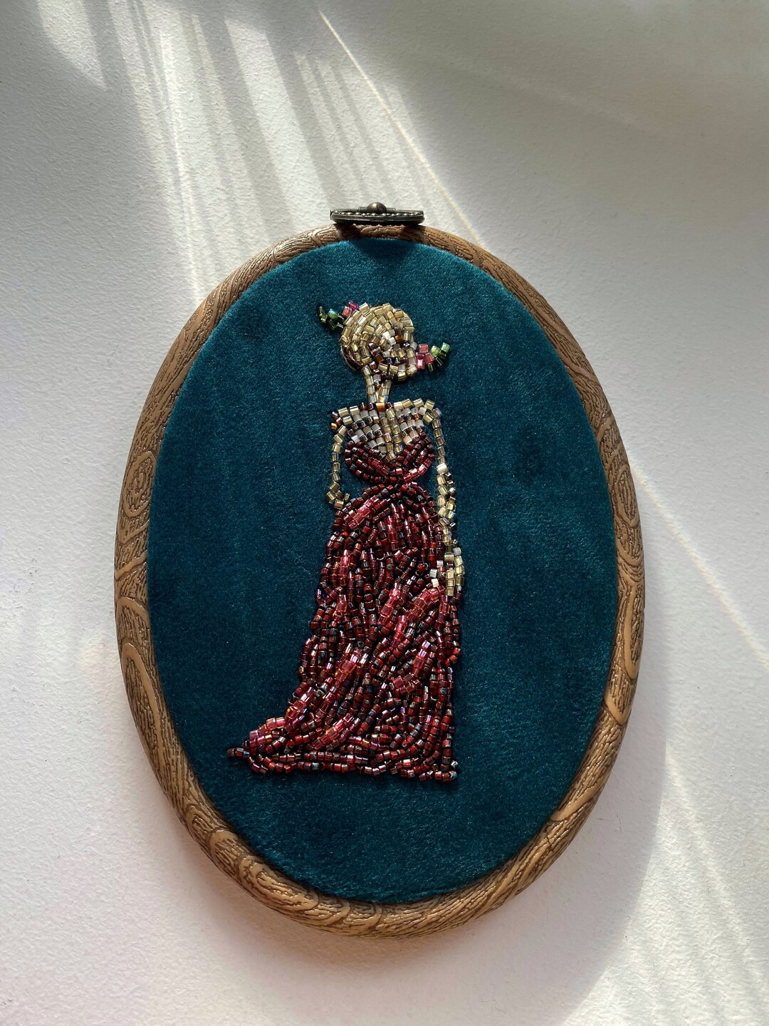 Framed Skeleton Lady Embroidery Hoop Art, Quirky Gothic Wall Decor ...