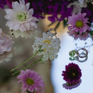 Crystal Daisy Flower Mismatched Hoop Earrings, Long Beaded Daisy ...