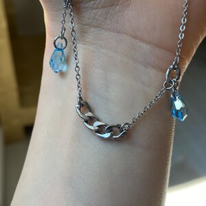 Face Chain With Blue Teardrop Crystal Pendants, Stainless Steel Nose ...