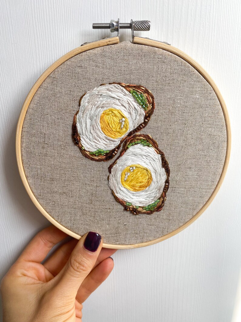 Avocado Toast With Egg Embroidery Hoop Art, Breakfast Wall Hanging ...