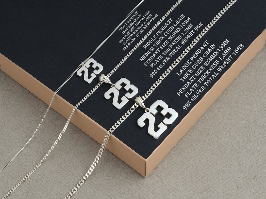 Sports Number Pendant Necklace, Custom Year or Jersey Number Jewelry ...