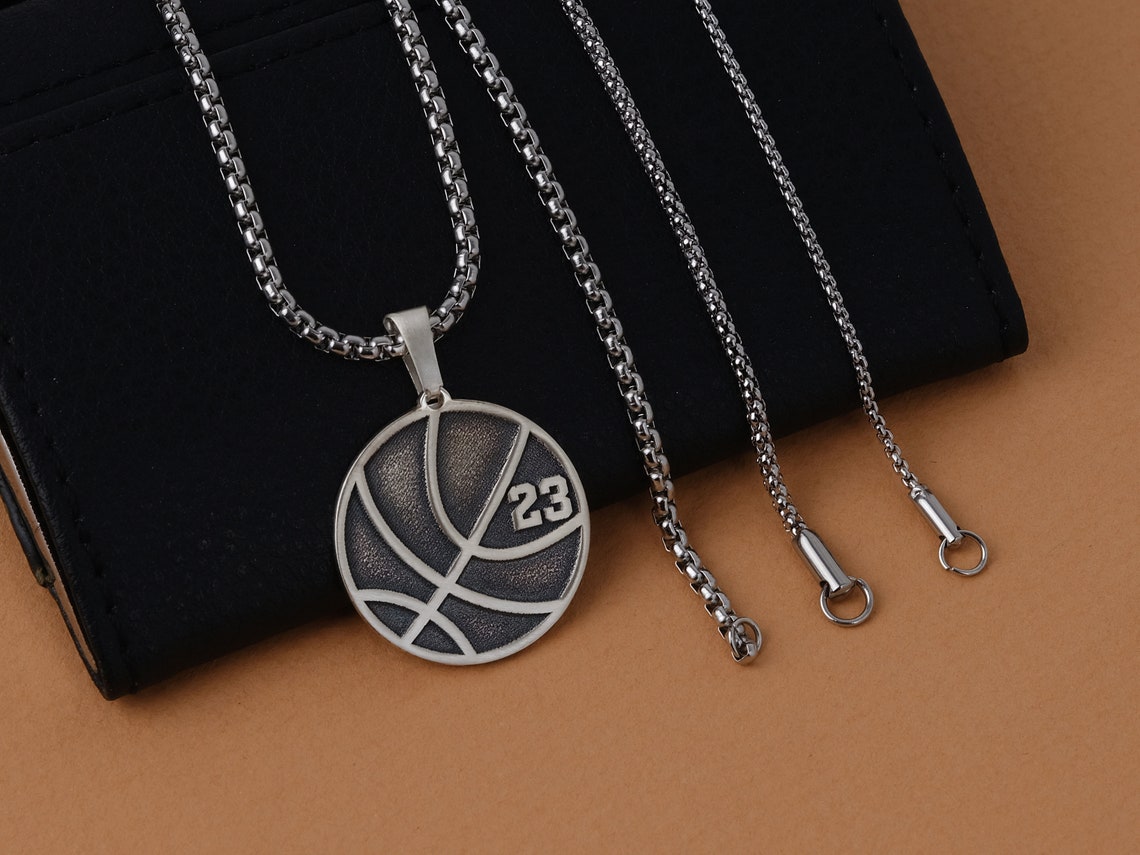 Basketball Jewelry Silver Basketball Pendant Tumbled Silver - Etsy