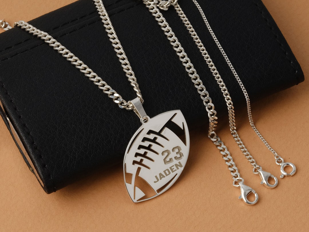 Personalized Sterling Silver Football Number Necklace, Sports Jewelry ...