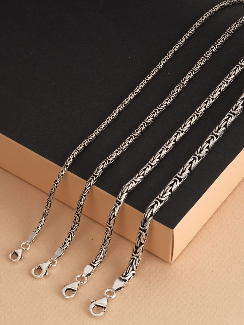 Silver Byzantine Chain, Handmade Solid Silver Chain, Round Bali Chain ...