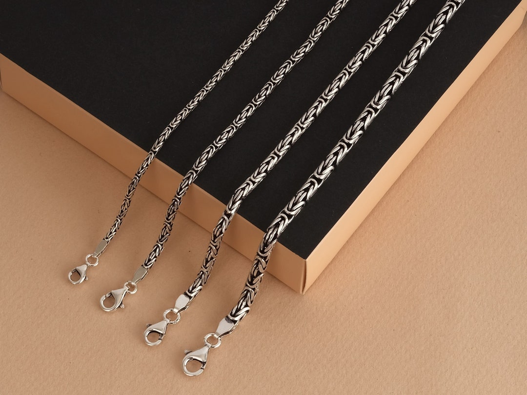 Silver Byzantine Chain, Handmade Solid Silver Chain, Round Bali Chain ...