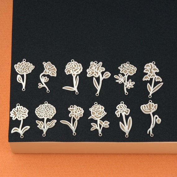 Birth Flower Charm Flower Pendant for Supply Birth Month - Etsy