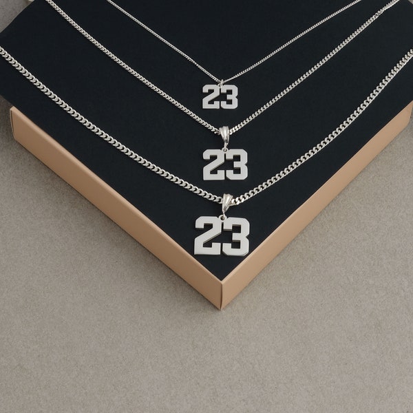 Sterling Silver Number Necklace 22 - Etsy