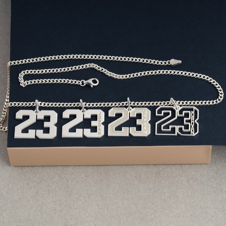 Personalized Engraved Number With Name Necklace 23 Number - Etsy